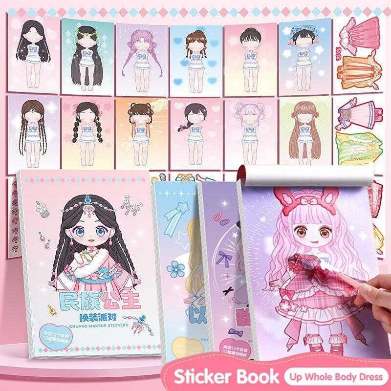 Sticker Book Dress Up Paper Doll For Kids Girl Stickers Books Girls ...