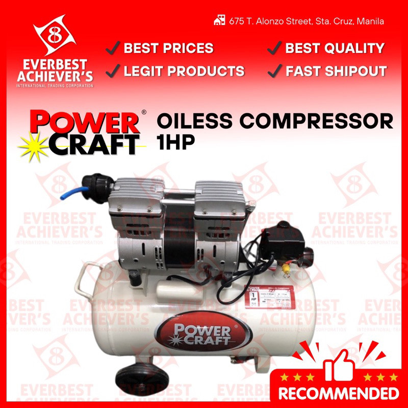 Powercraft Oiless Compressor (NEW MODEL PACO 1042B) 1hp | Shopee ...