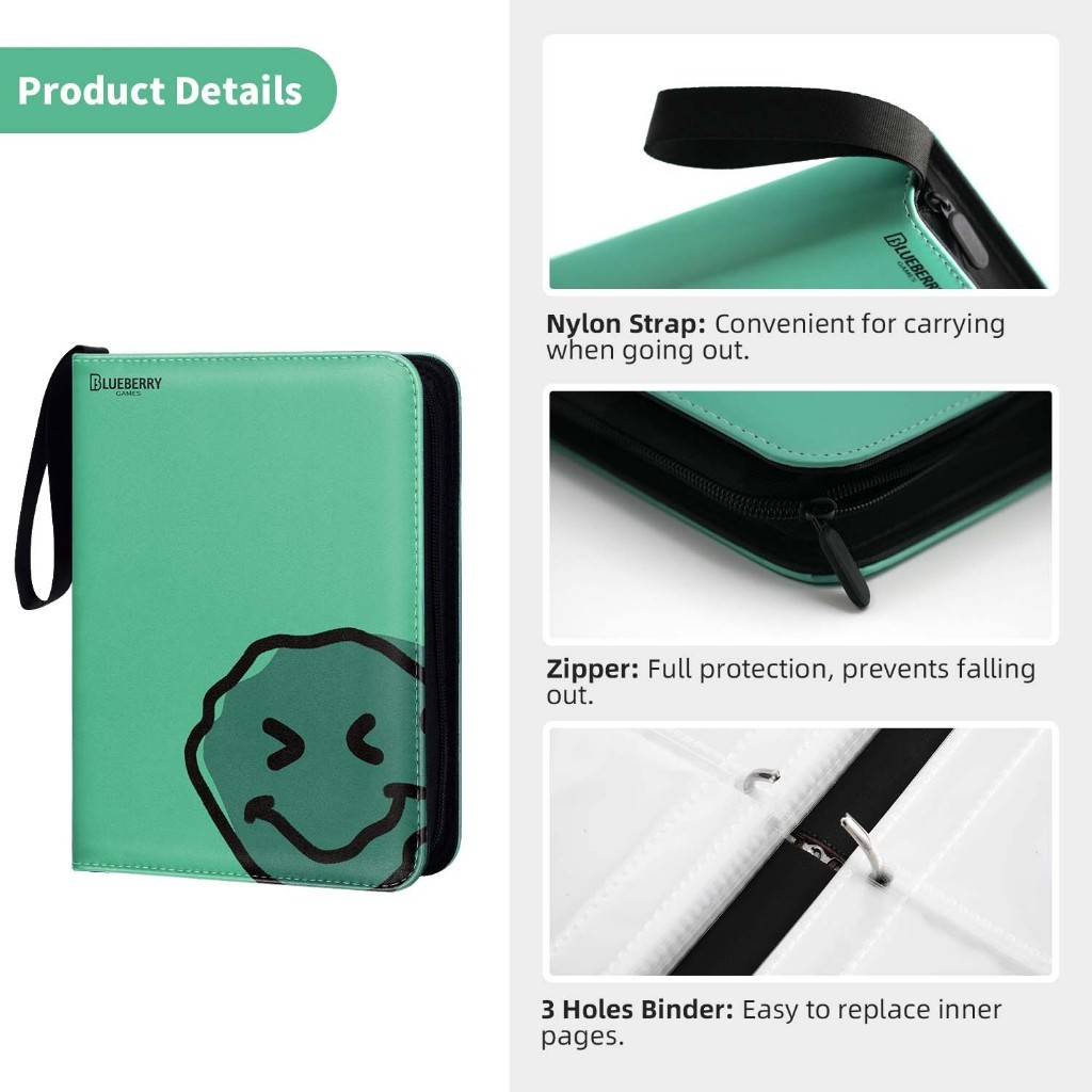 Blueberry Binder Album Leather Zipper 400/900 Pocket Pokemon Lomo Card ...