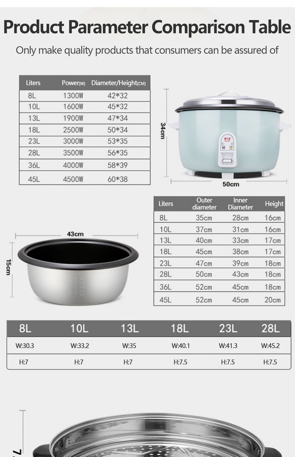Rice Cooker 8L/10L/23L Suitable Large capacity non-stick cooker rice ...
