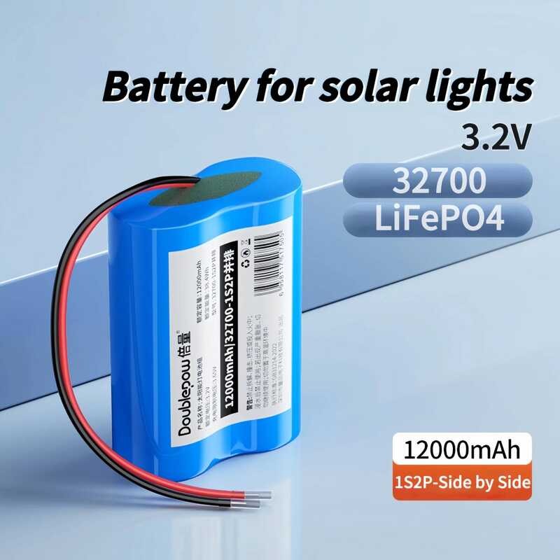 1Pcs 32700 Lifepo4 Battery Pack 1S2p 3.2V 12000Mah With Wires For Solar ...