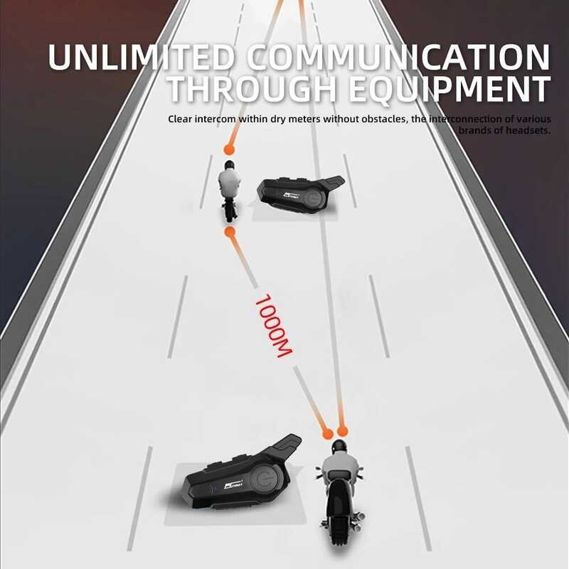 X1 Plus Bluetooth Motorcycle Intercom Helmet Headset 2 Riders 1000M ...