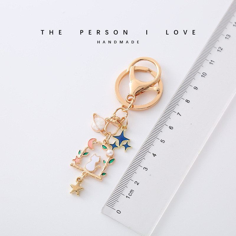 Starry Sky Cat Keychain Exquisite Cartoon Pendant Couple's Best Friend ...