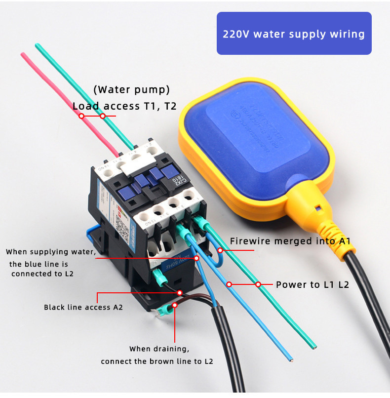 Square Float Switch Automatic Water Supply Controller Relay 2 3 4 5m Liquid Level Sensor Round