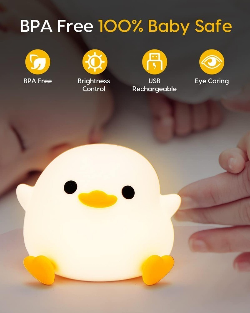 DoDo Duck Night Light Cute Duck Silicone Dimmable Nursery Nightlight ...