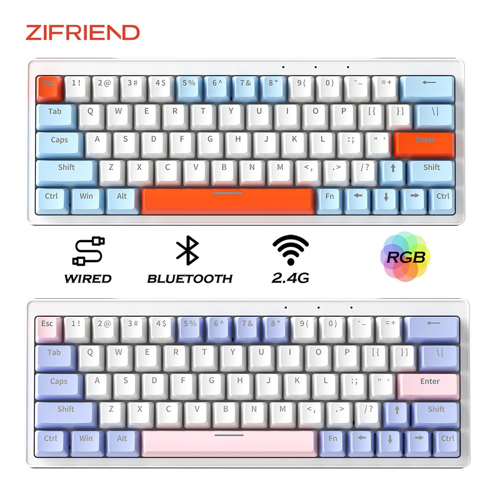 ZIFRIEND ZA63 63 keys Hotswap Wireless Mechanical Keyboard | Shopee ...