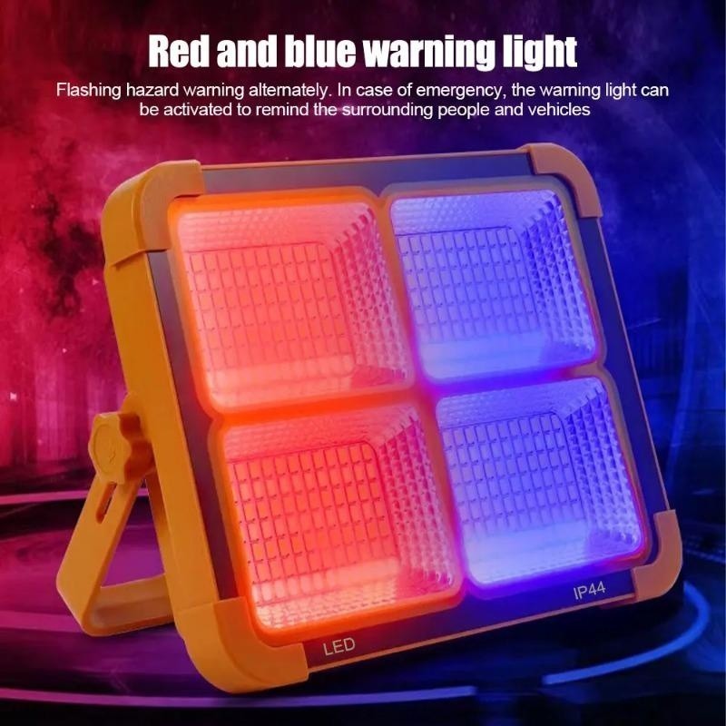 300W LED Solar Work Lights Spotlights Red and Blue Warning Lights with ...