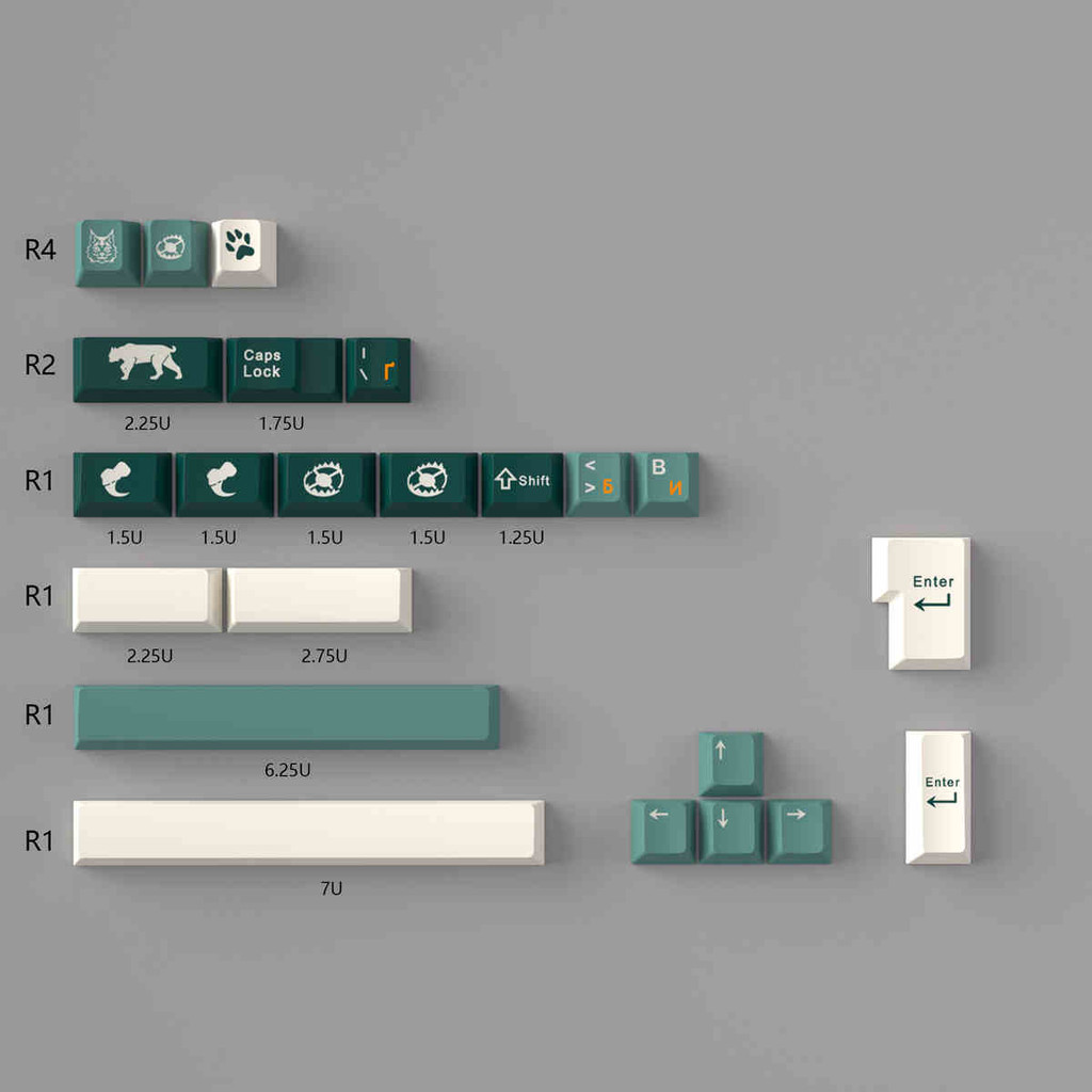 GMK Silent Forest Keycaps Green 1.7mm Thickness PBT cherry Profile ...