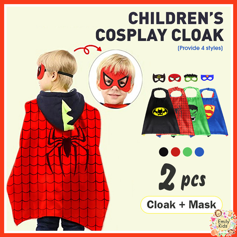 Ready Stock Kids Boy Cloak+Mask Spider-Man Batman Iron Man America ...