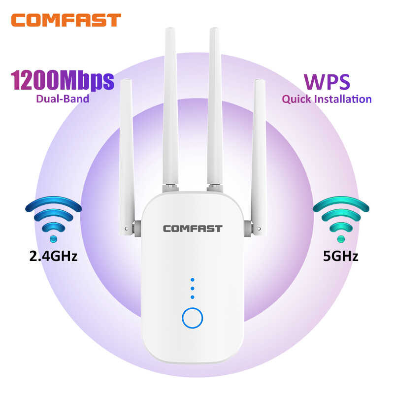 Dual 1200Mbps Band 2.4G&5Ghz Extender 802.11Ac Wifi Repeater Powerful ...