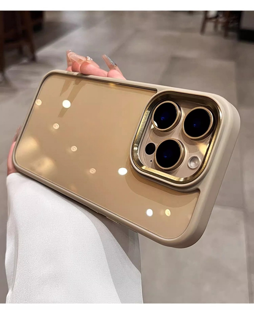 Desert Titanium Metal Lens Transparent Phone Case for IPhone 16 Pro Max ...