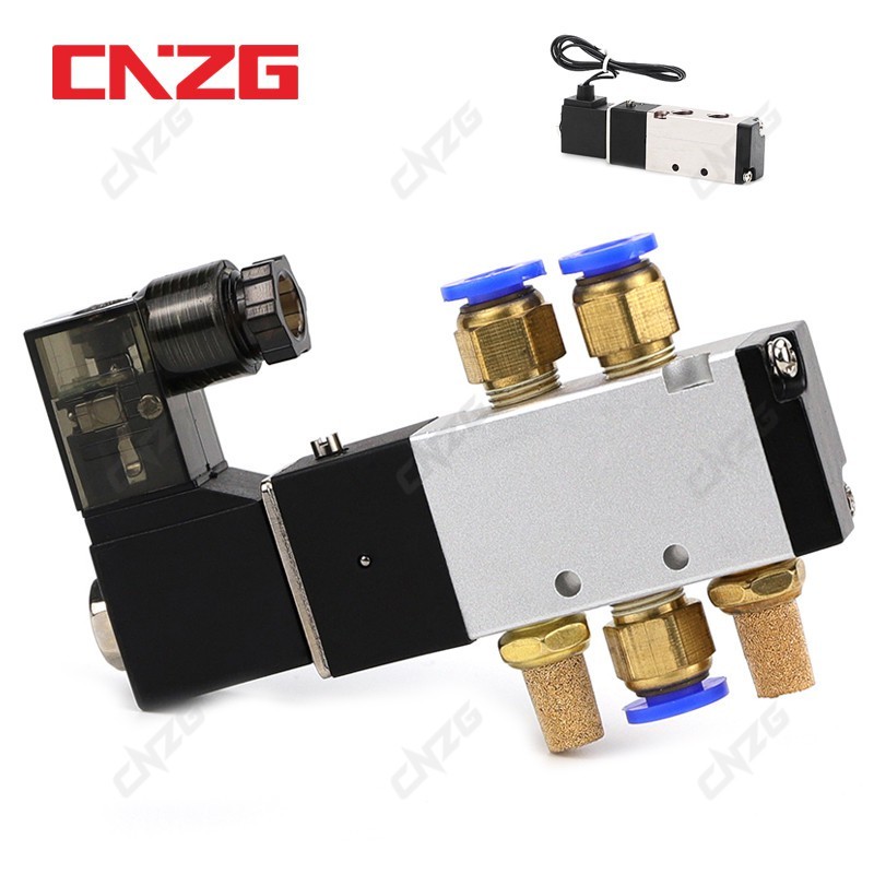 Pneumatic Solenoid Air Valve 4V110-06 5 Way 2 Position 1/8 Inch BSPT AC220V AC110V DC24V DC12V ...
