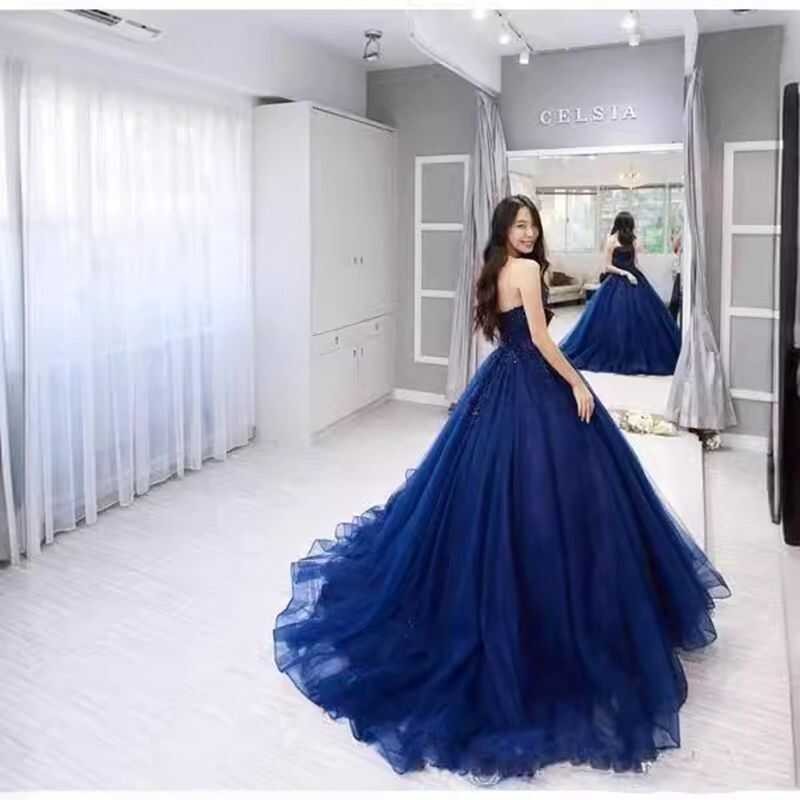 ZXH Bom Navy Blue Ball Gown Quinceanera Damit Sweetheart Vestido De 15 ...