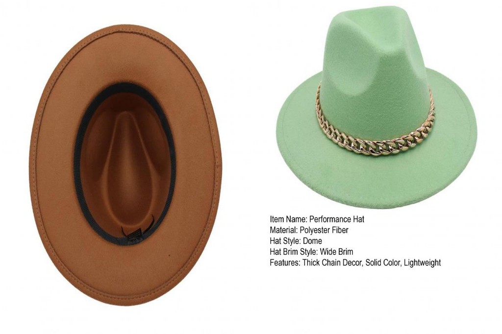 zhnghaog Wide Brim Gentleman Hat Wide Brim Chain Hat Vintage Style Wide ...
