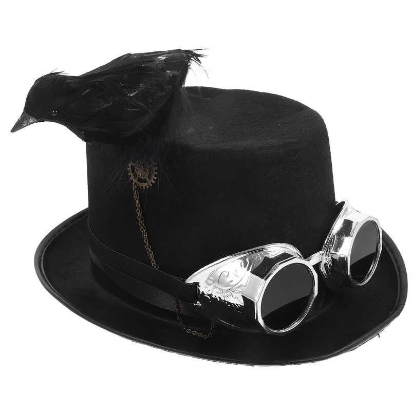 Halloween 3 Costume Novelty Gothic Hat Black Crow Mask Steampunk Pirate ...