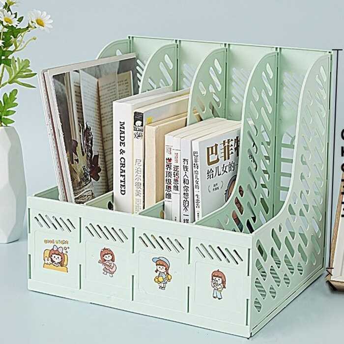 Four Layer Plastic Rack/Desktop Storage File Bar/File Box Reference ...