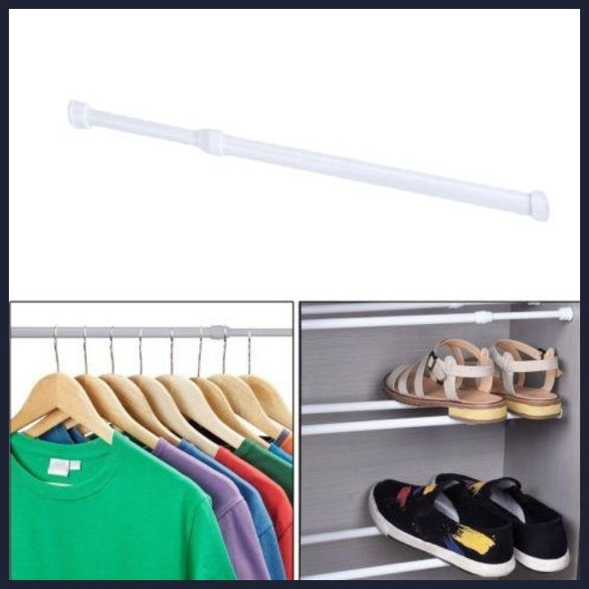 ⊕ ☻ Adjustable Curtain Rod Metal Spring Bathroom Bar Shower Extendable ...
