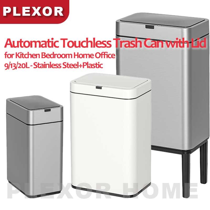 Plexor Automatic Trash Lid, 9/13/20L Touchless Garbage Can, Smart ...