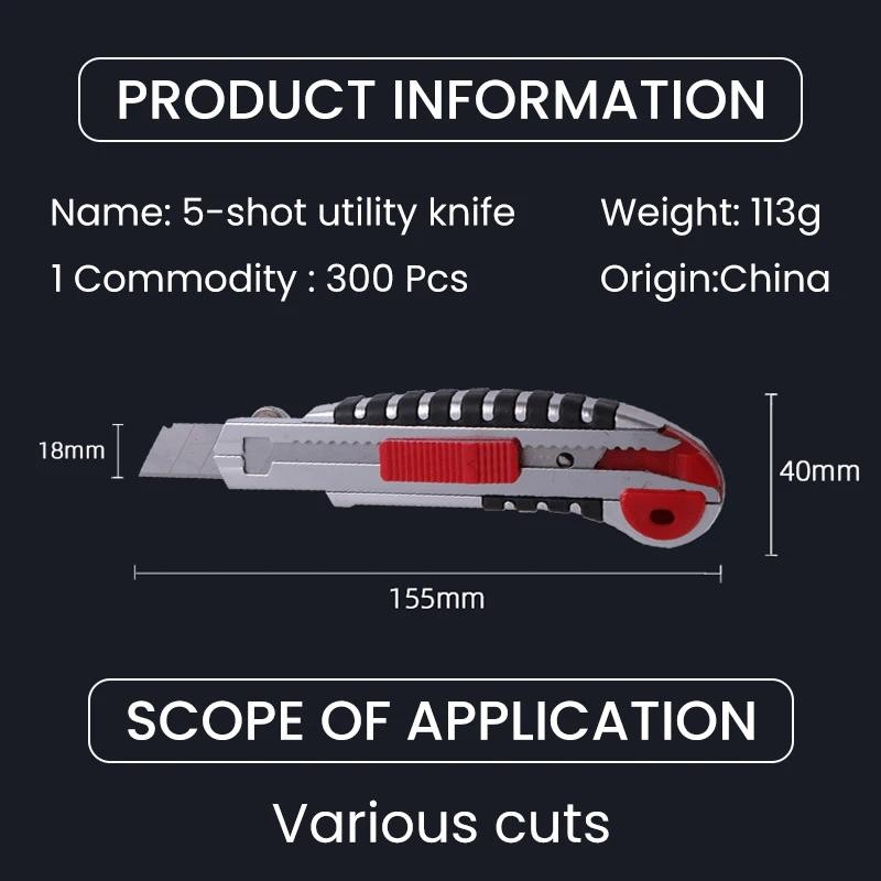 Quality 18mm Utility Knife Stainless Steel Cutting Cutter Razor Blade Retractable Heavy Duty ...