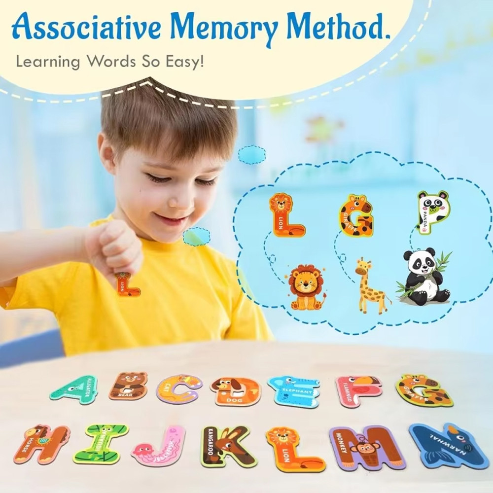 Magnetic Alphabet & Number Stickers Animal Puzzle Toys Educational ...