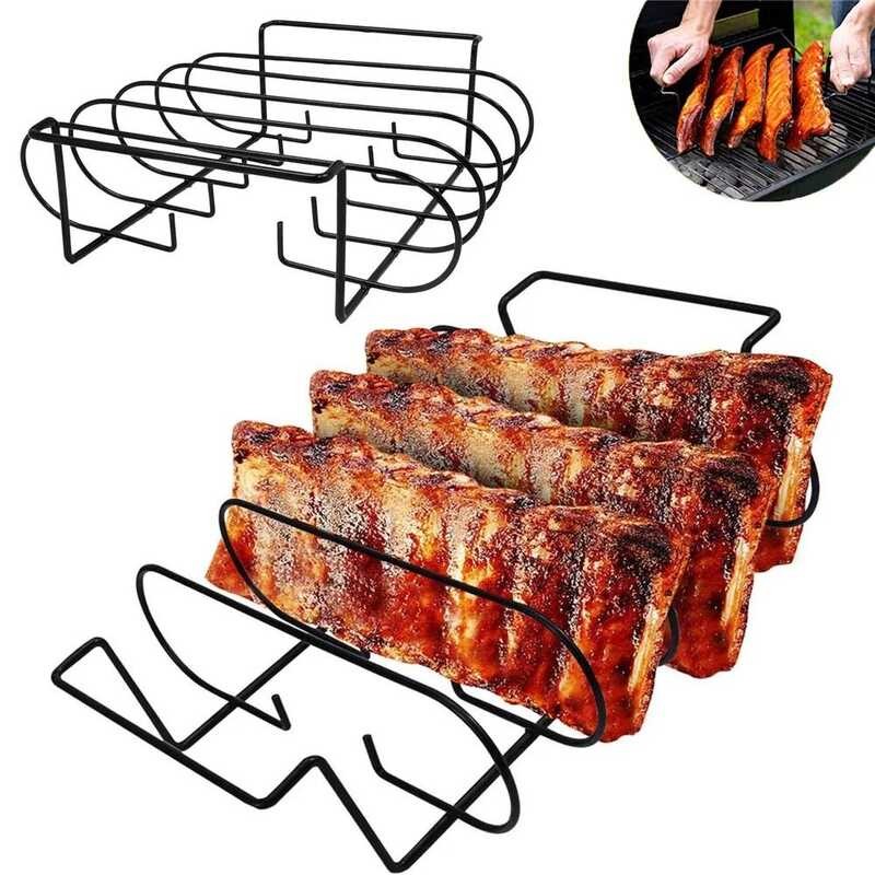 Non-Stick BBQ Rib Rack Stand Barbecue Steaks Racks Stainless Steel ...