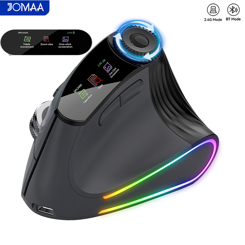 Jomaa RGB Backlit Speed Roller Wireless Vertical Mouse with Function ...