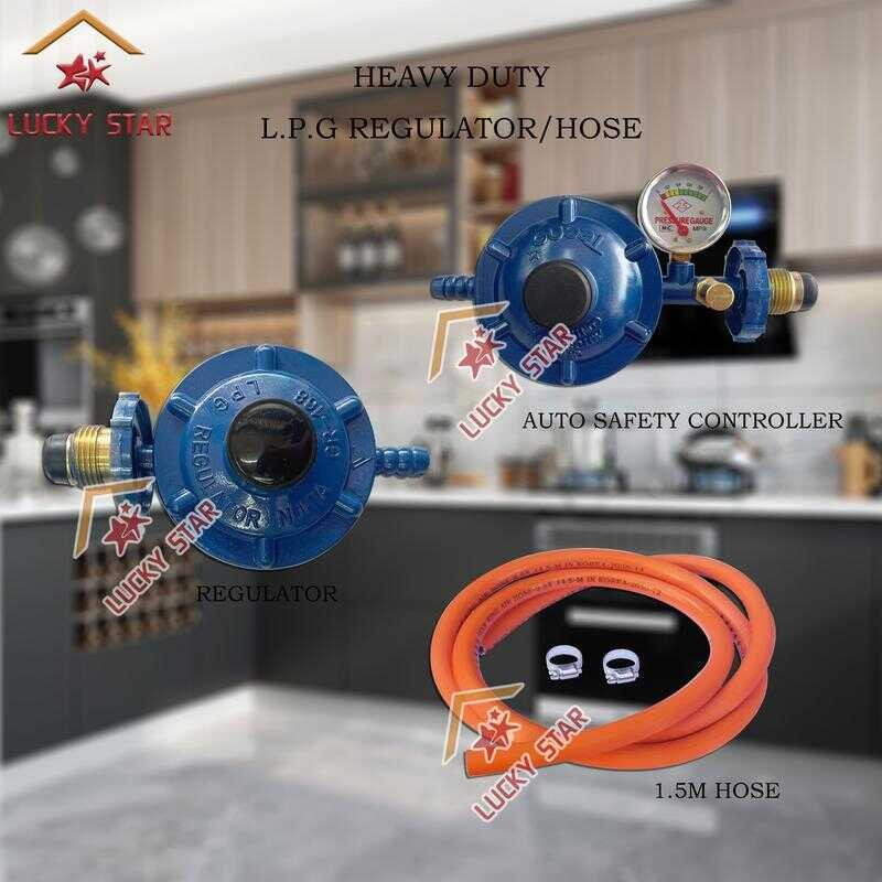 LPG Gas Regulator With Pressure Gauge And Safety Button High Pressure ...