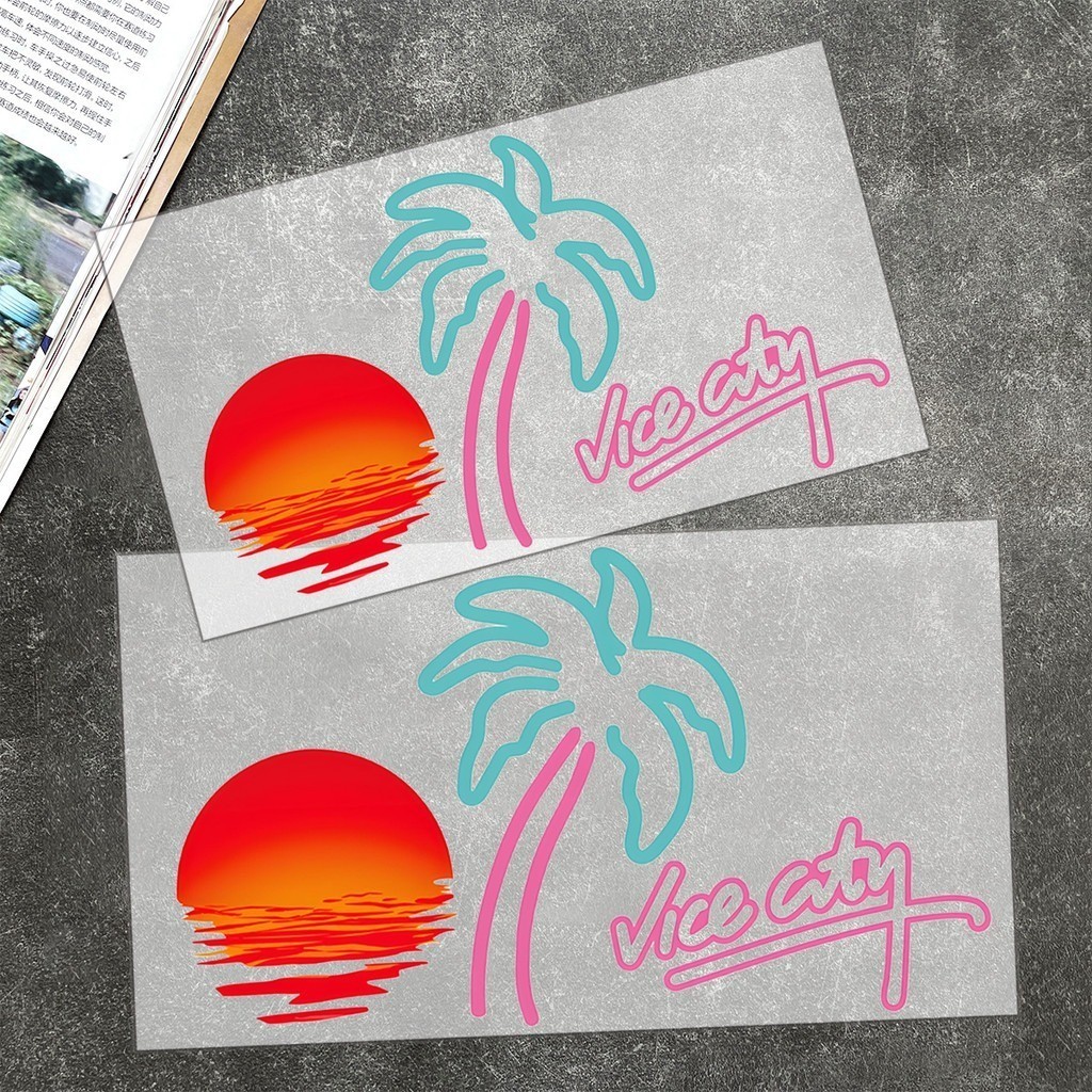 Sunset Vice City Coconut Tree Car Outdoor Reflector Sticker Windshield ...