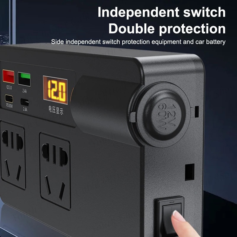 200W 12/24v To 110/220v Car Inverter Charger Universal Power Converter ...