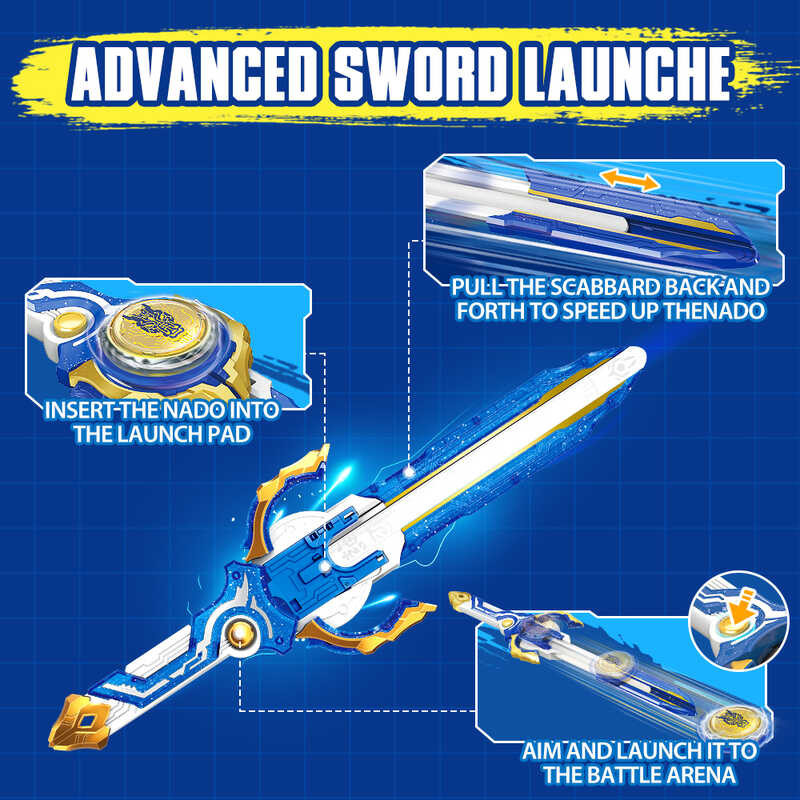 128 Infinity Nado 6 Goggle Pack 39Cm Advanced Sword Launcher, Battle ...