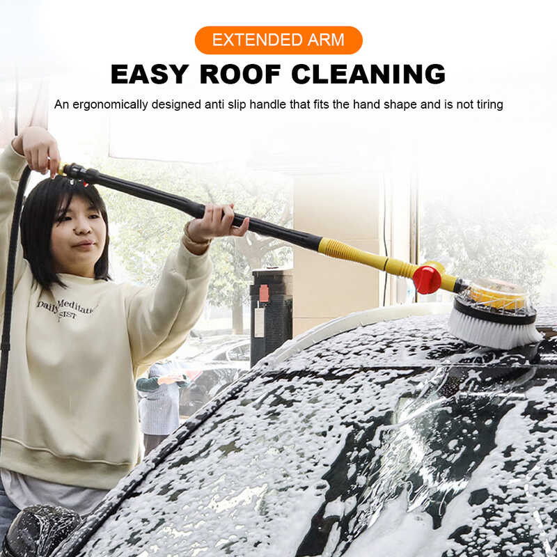 LY CAr BruSH 360 Degree AutomAtic WASH FoAm RotAry Long HAndle Mop ...