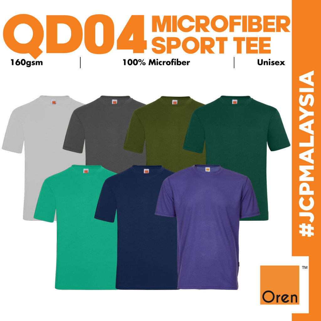 JCP x OREN SPORT QD04 Jersi Microfiber Quick Dry Round Neck Tshirt Baju ...