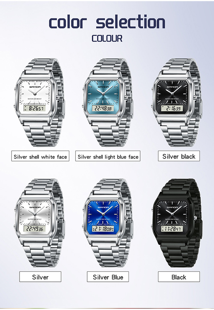 SANDA Waterproof Men's and Women's Fashion Quartz Watch Stainless Steel ...