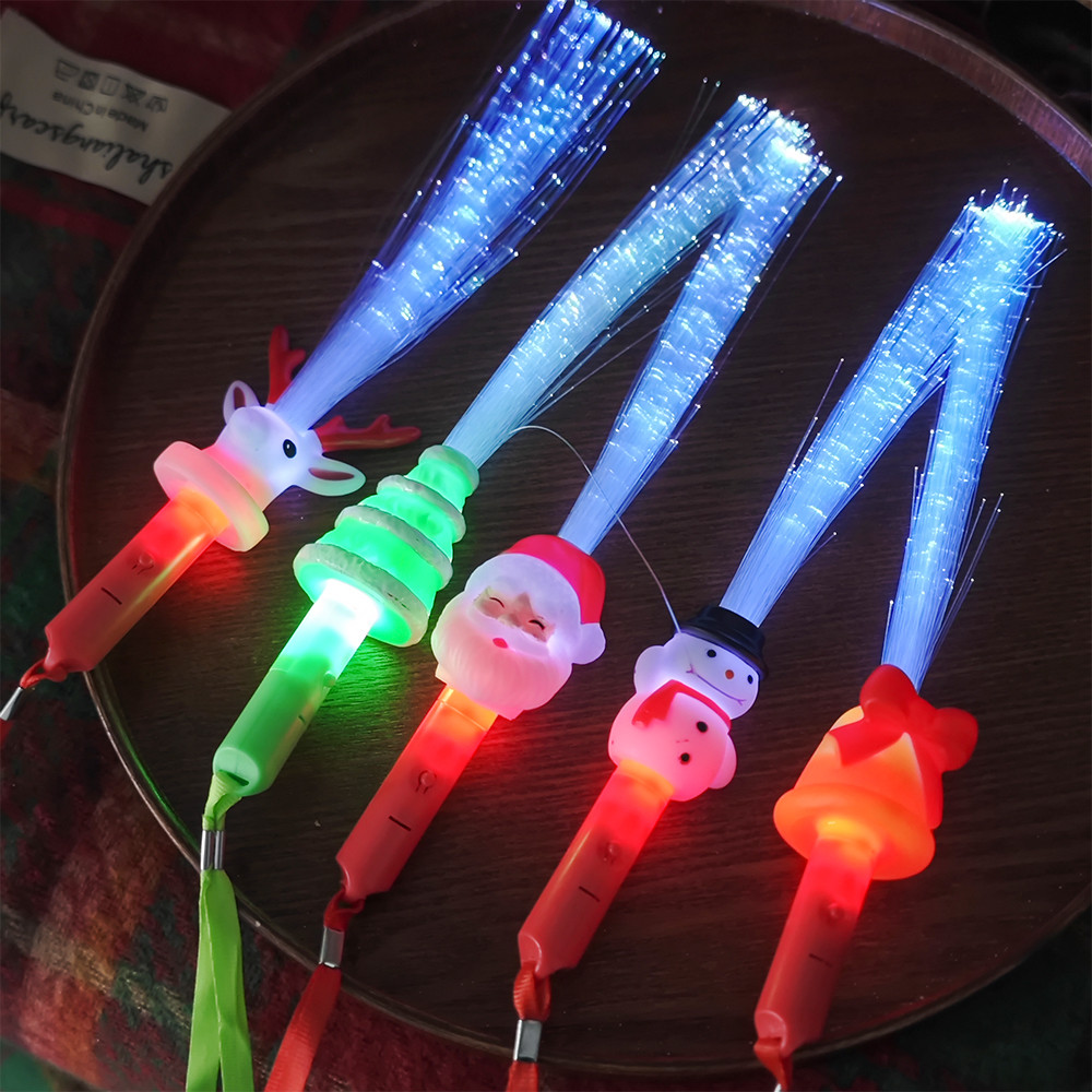 Cartoon Christmas 3 Light Modes Luminous LED Fiber Optic Stick New Year ...