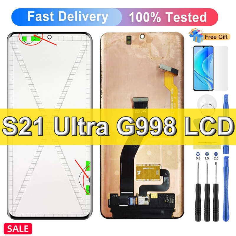 6.8'' Super Amoled S21U For Samsung Galaxy S21 Ultra 5G G998 G998B LCD ...