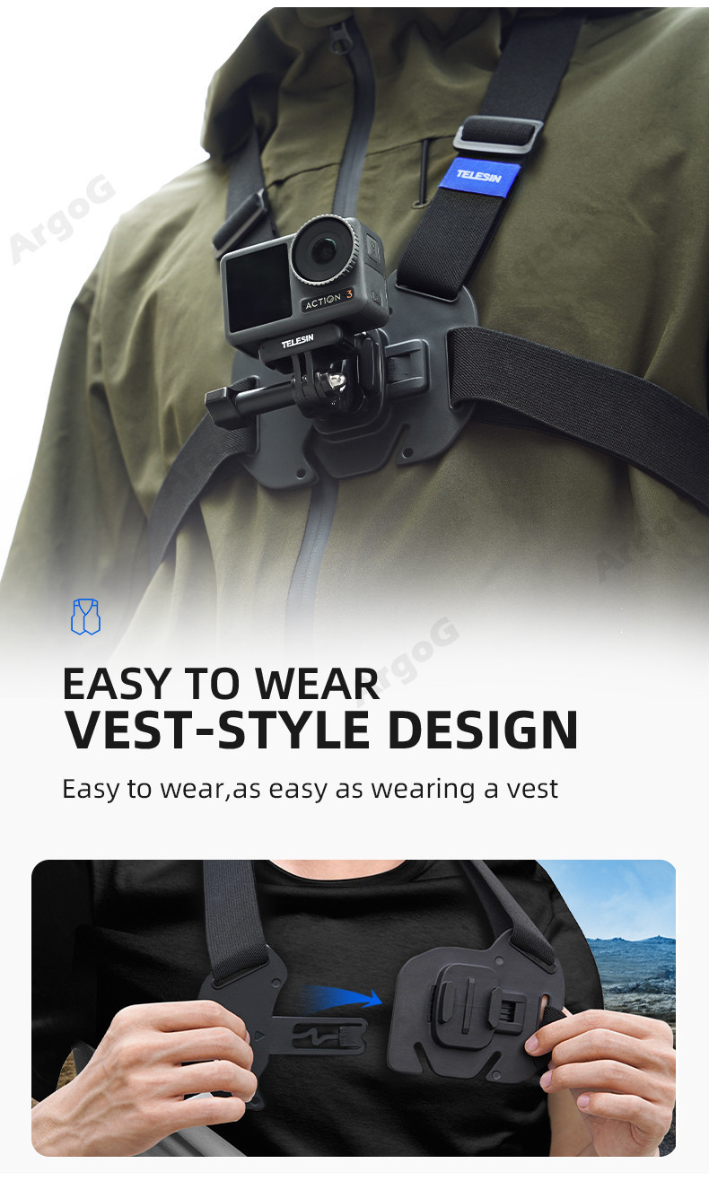 TELESIN Quick Release Chest Strap Mount for Most Action Cameras ...