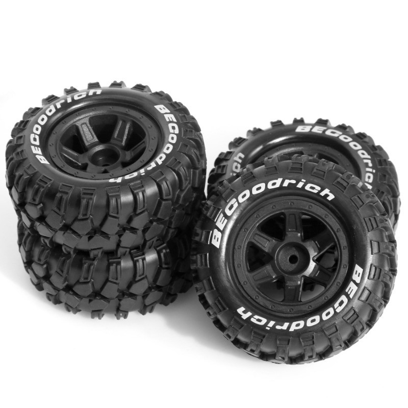 4pcs 90mm 1.9" Plastic Wheel Rim Rubber Tire Set for 1/10 RC Crawler ...