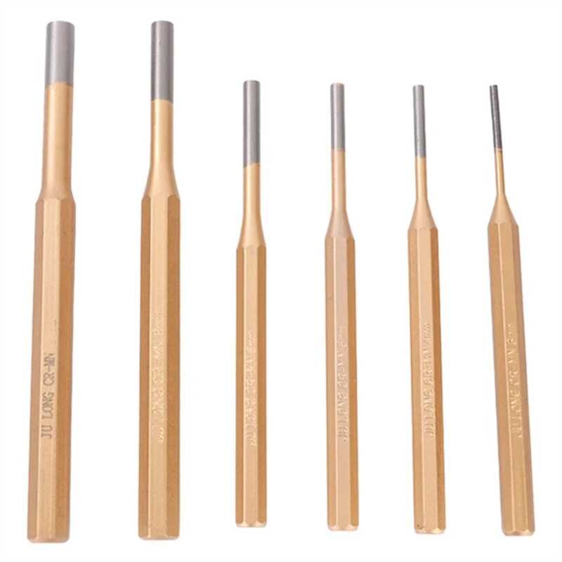 6Pcs 11 3-8mm Cydrical Punch Chisel Alloy Steel Round Head Center Punch ...