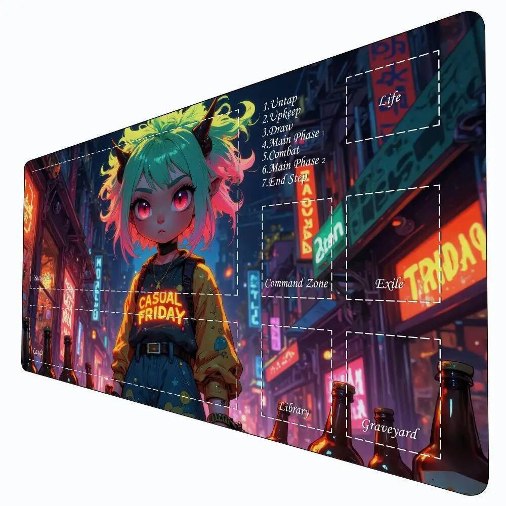 Cyber anime girl Magic Card Battle Game Mat with zone mtg playmat desk ...
