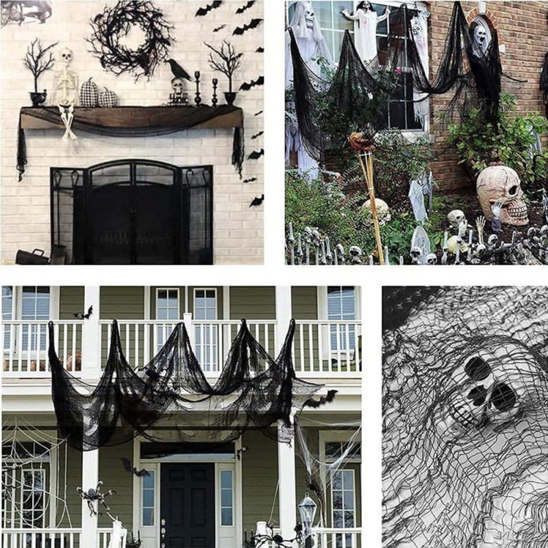 Horror Halloween Decoration Black Gauze Artificial Spider Web Bloody ...