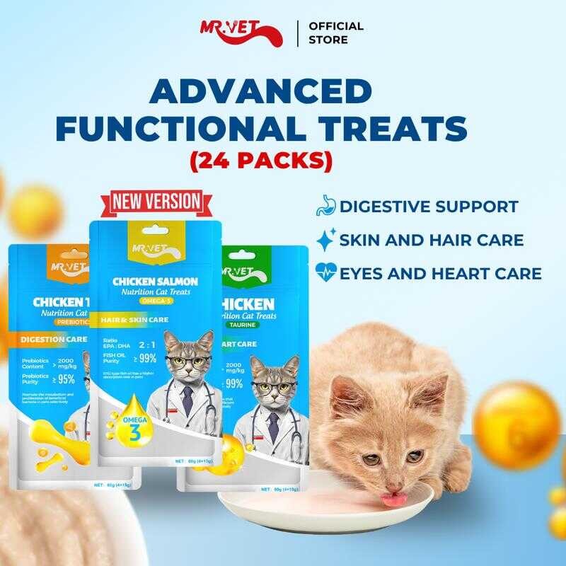 Mr.Vet Cat Food 3, Taurine, Prebiotics For Cats 60G X 24 Packs Over 70% ...