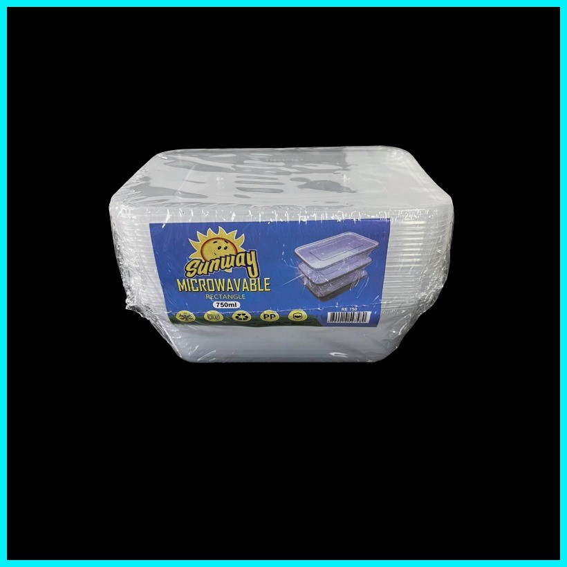 1box Disposable RECTANGLE Microwavable Food Container plastic RE500ml ...
