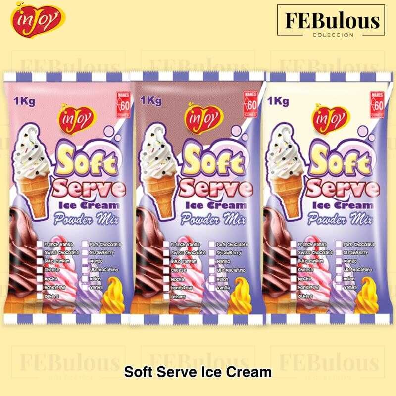 INJOY Soft Serve Ice Cream Powder 1Kg Strawberry, Swiss Chocolate ...
