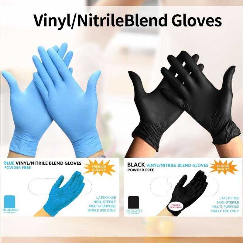 100Pcs Vinyl Nitrile Tattoo Gloves BLUE Black Surgical Medical Food ...