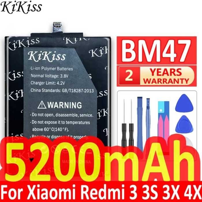 KiKiss BM47 5200mAh Battery Xiaomi 3S 3X For Redmi 4X 3pro 3 Pro ...