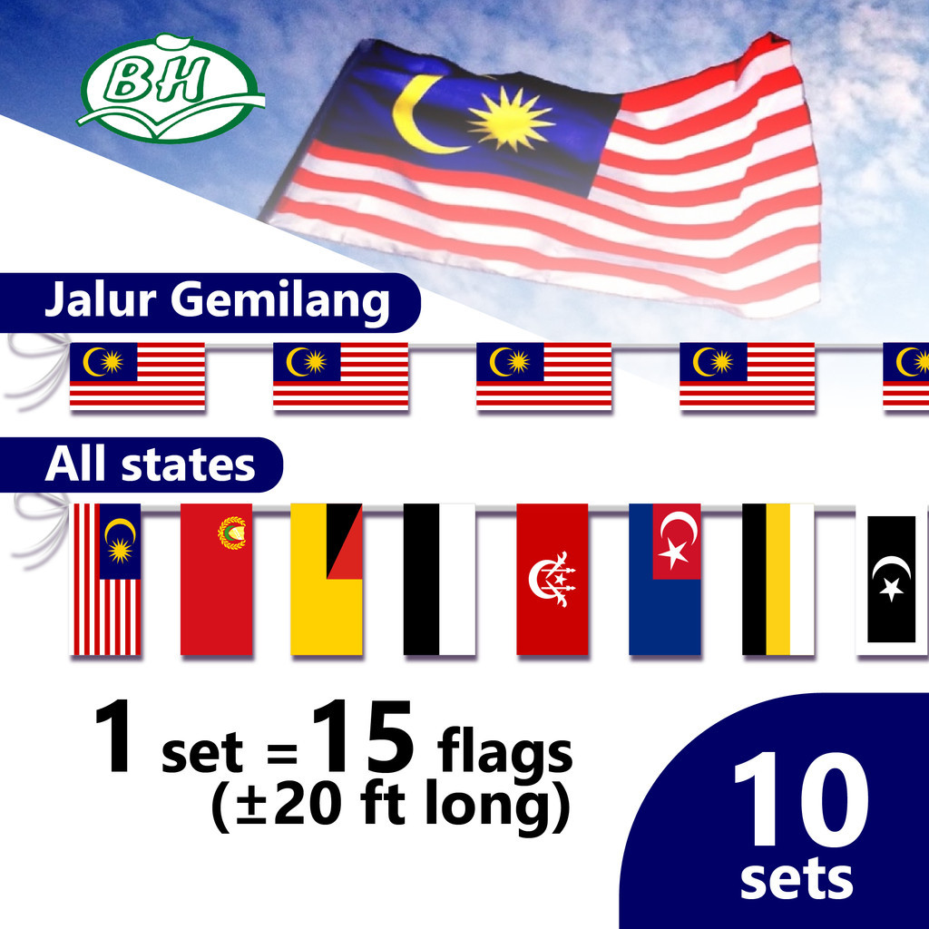 10 sets Bendera Bertali 15 Negeri/All States Bunch Flag/Jalur Gemilang ...