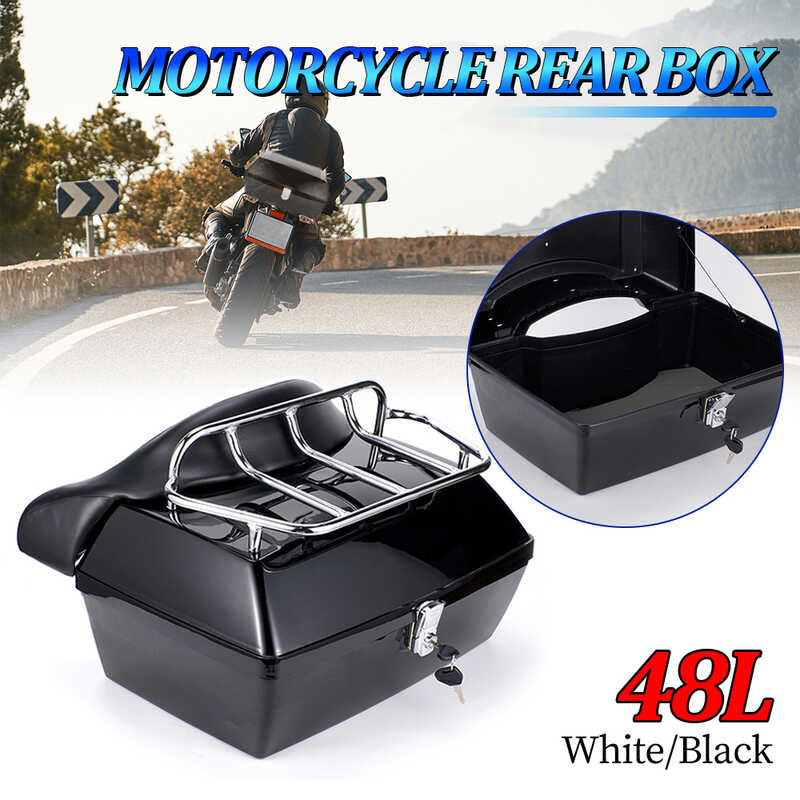 48L Universal Rear Storage Box Tail Lage Case Toolbox Motorcycle Trunk ...