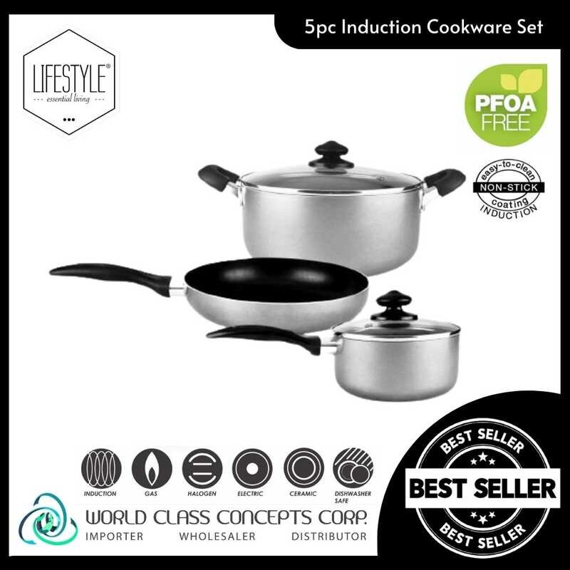 Lifestyle Non-Stick 5-Piece Induction Cookware Set (Sm) | Shopee ...