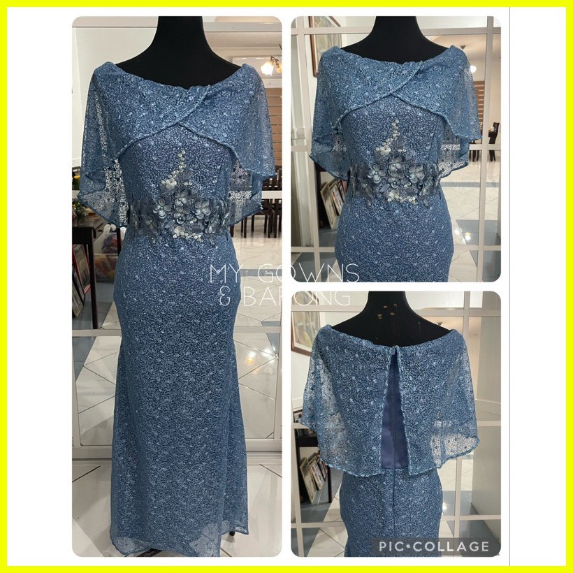 Dusty blue principal sponsor / mother / ninang gown (full lace ... Dusty blue principal sponsor / mother / ninang gown (full lace ...