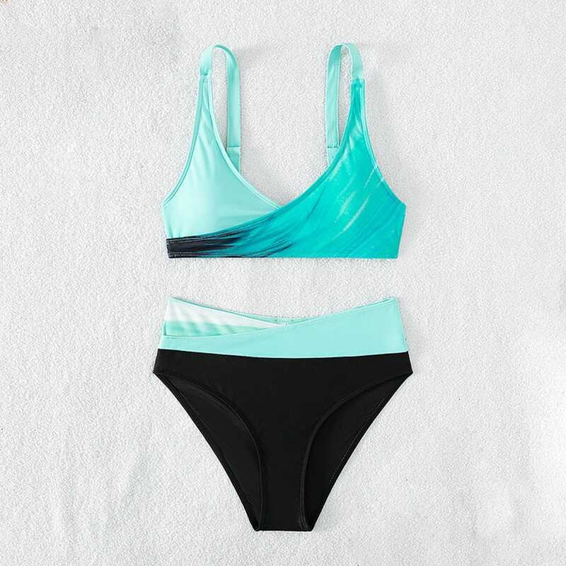 2024 ∮ Korean Swimsuits High Waisted Two Pieces Set Swimsuit Elegant ...